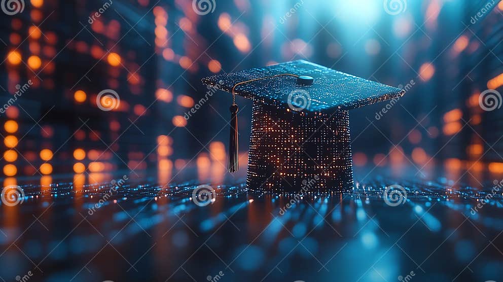 Digital Graduation Cap Symbolizing Education in a Tech-driven Future ...