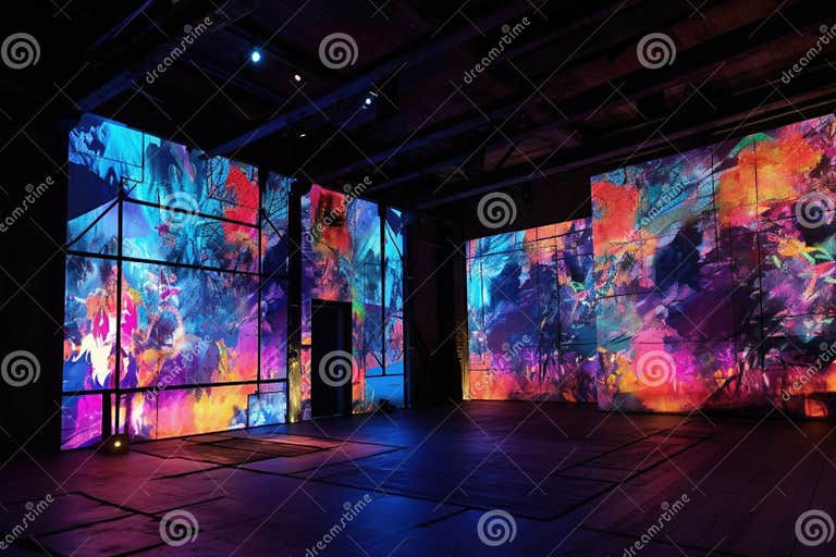 Digital Graffiti Wall with Projected Animations Stock Illustration ...