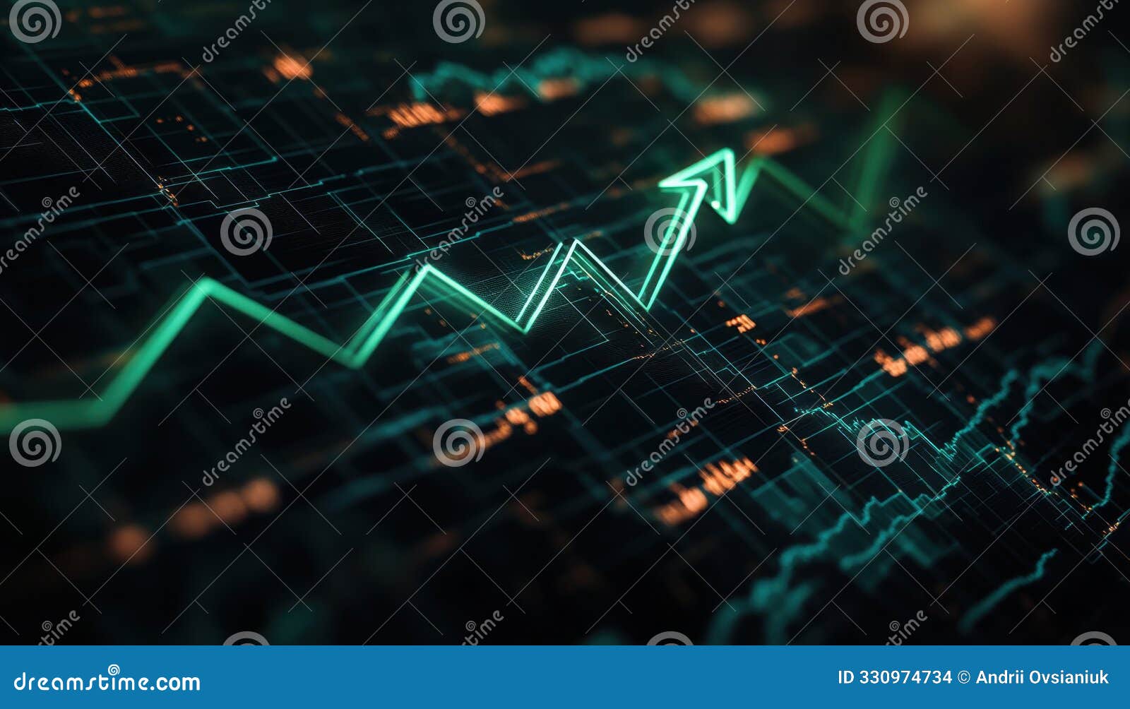 Digital Graph Showing Upward Trend with Complex Data Background Stock ...