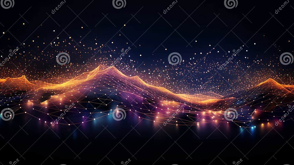 Digital Graphic Abstract Background for Technological Processes, Neural Networks, Digital Data ...