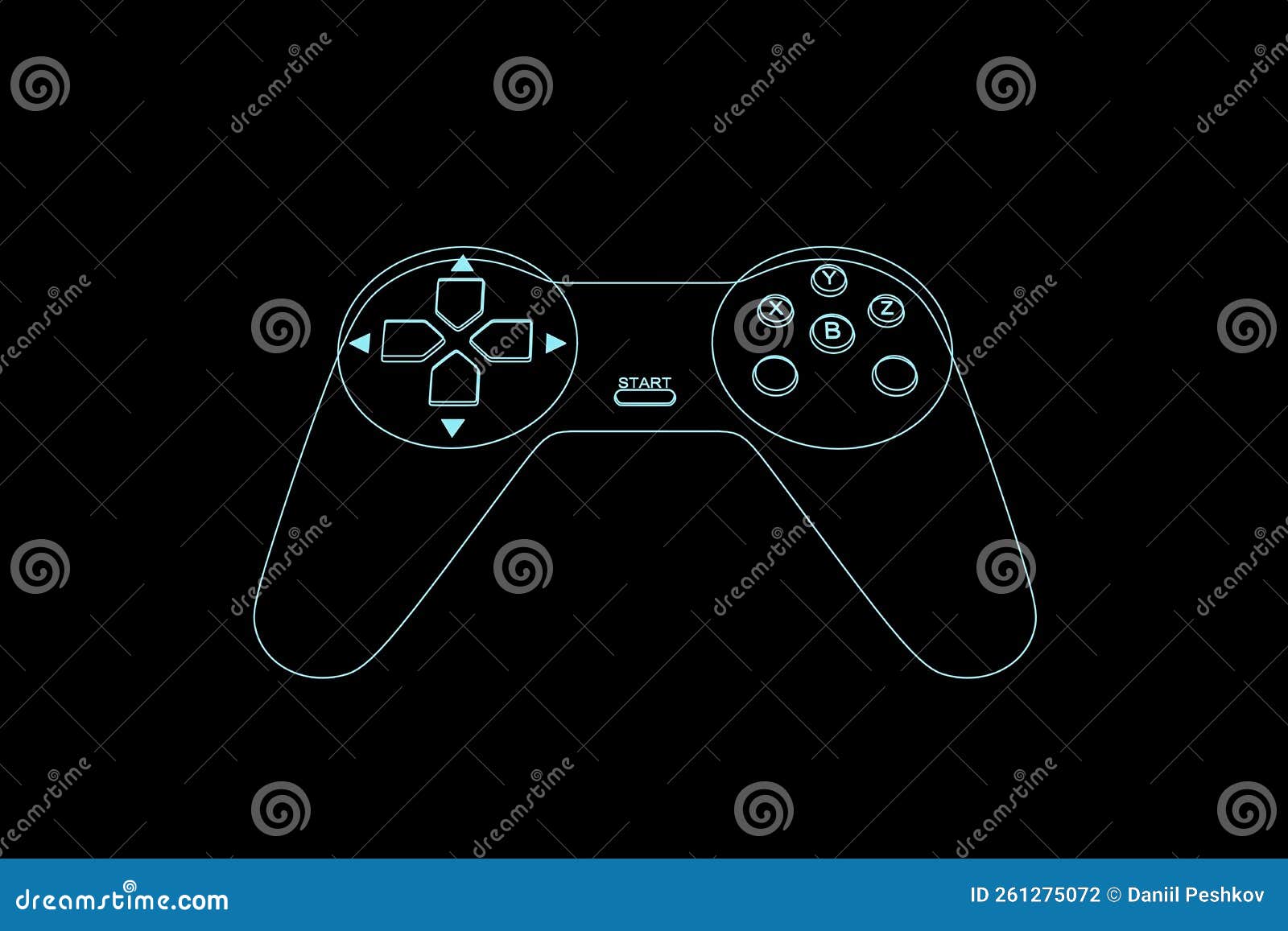 Digital Graphic Glowing Wireframe Game Joystick Illustration Isolated ...