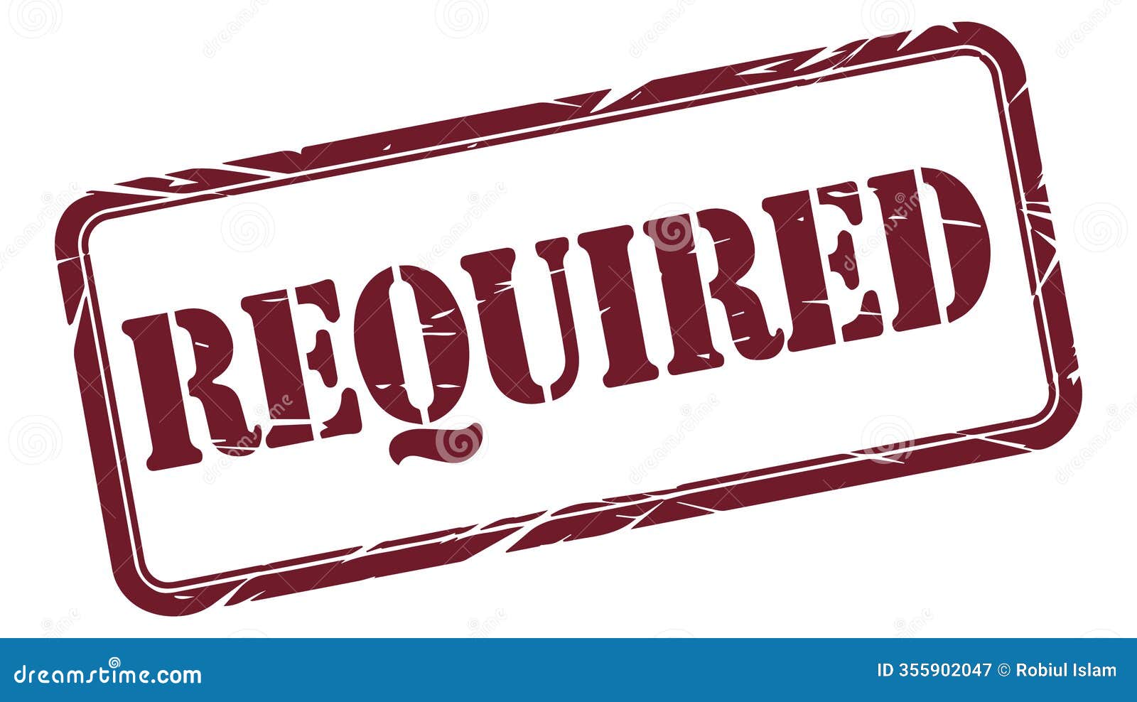 Digital Graphic of a Rectangular Stamp Design with the Word "required ...