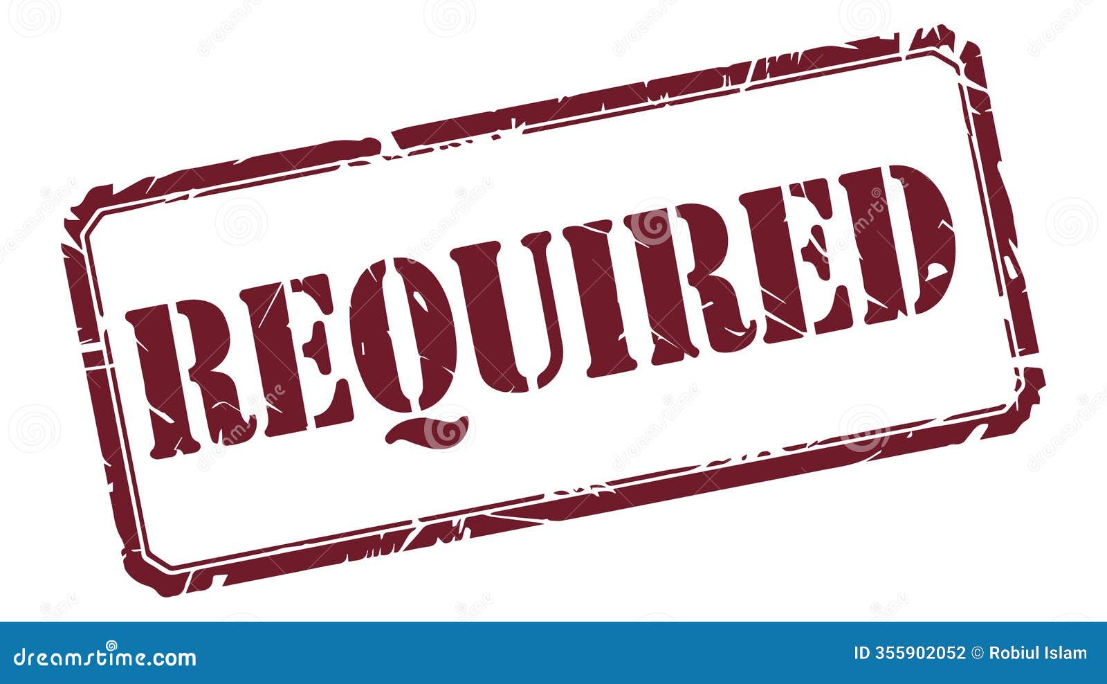 Digital Graphic of a Rectangular Stamp Design with the Word "required ...
