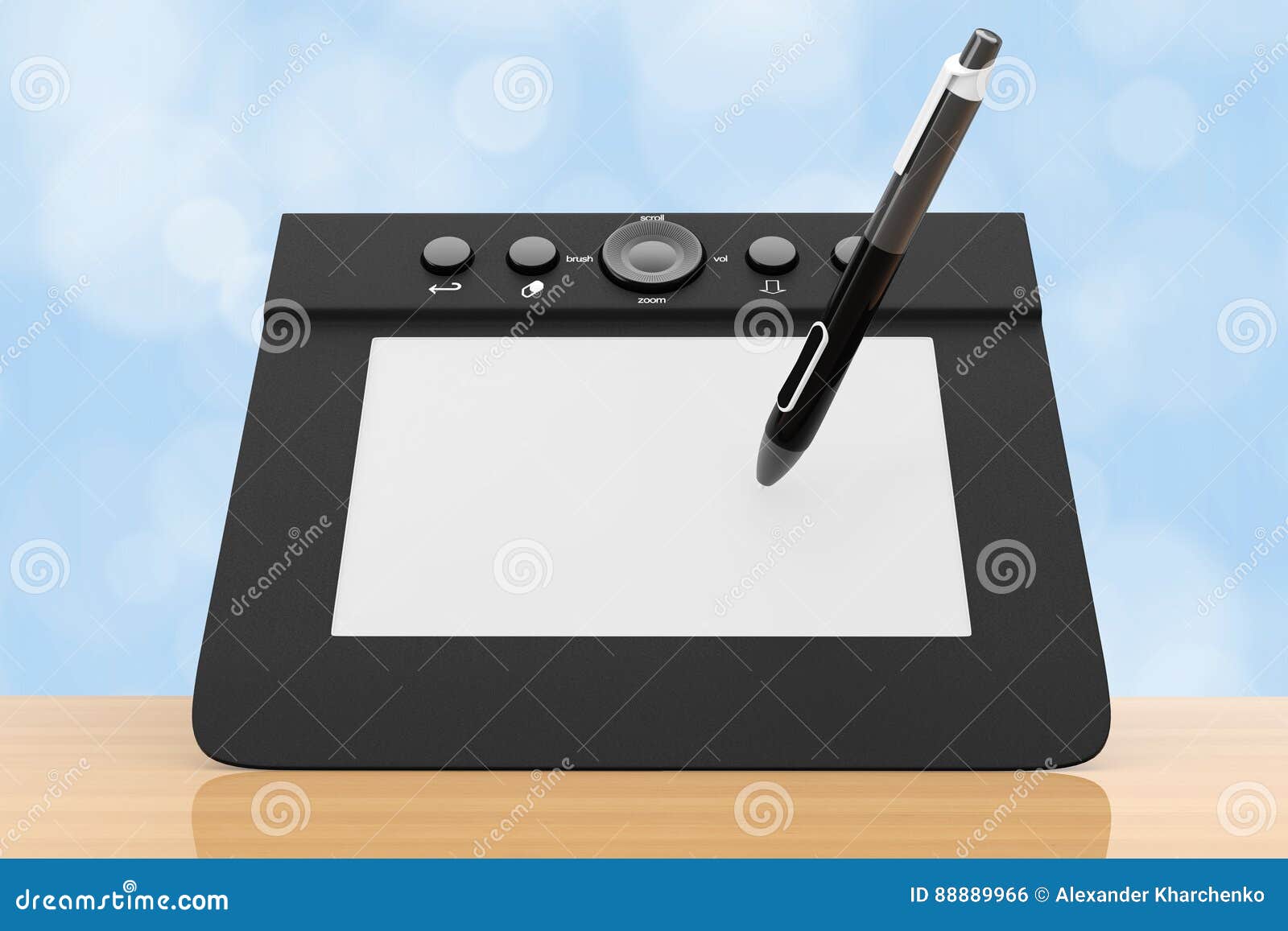 Digital Graphic Tablet with Pen. 3d Rendering Stock Illustration ...