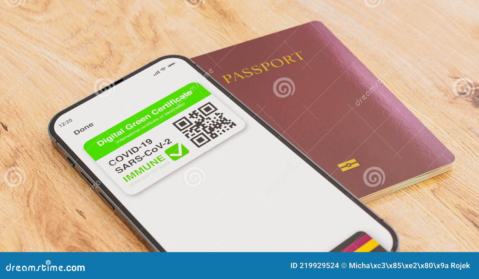 Digital Green Card Certificate with Covid-19 Stock Photo - Image of ...