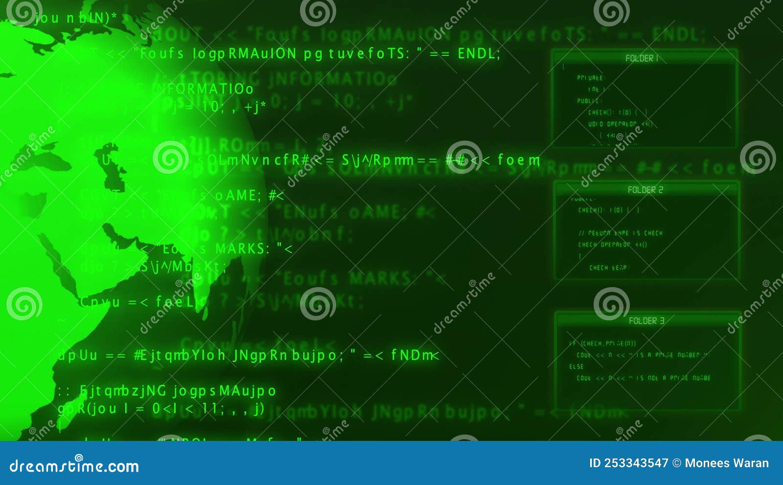 Digital Green Coding and Hacking Warning Message Concept Cybercrime ...