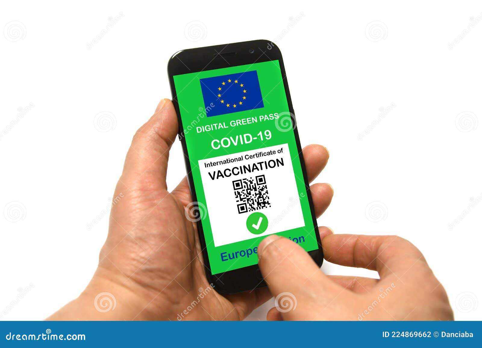 The Digital Green Pass of the European Union with the QR Code on the ...