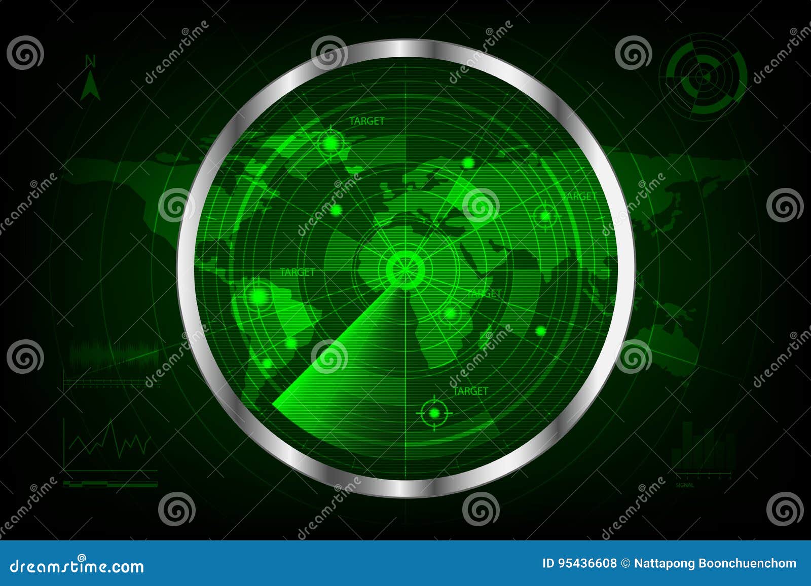 Digital Green Radar with Targets and World Map Stock Vector ... Digital Green Radar with Targets and World Map Stock Vector ...