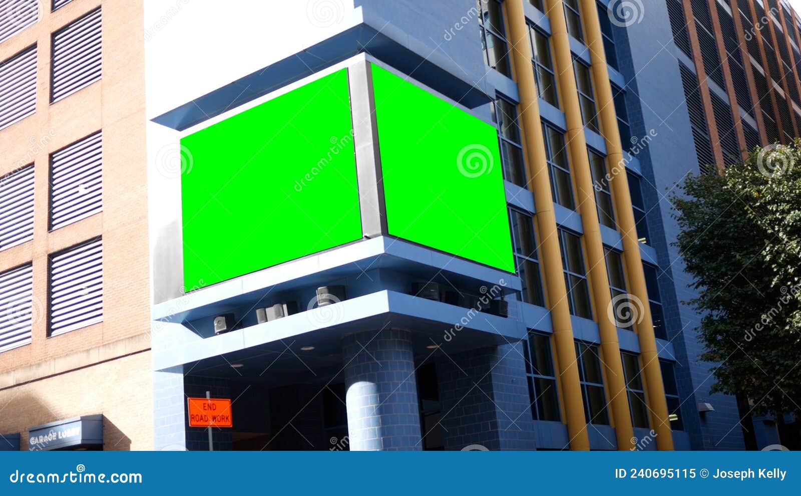 A Digital Green Screen Billboard on a Skyscraper Stock Image - Image of ...
