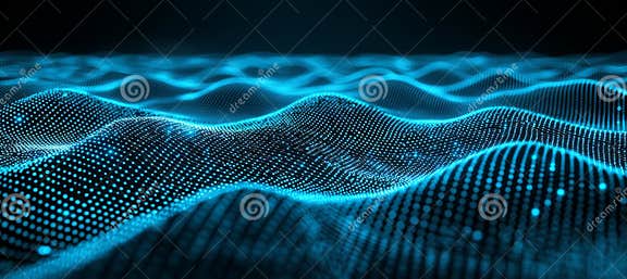 A Digital Grid with Particles - Atomic Model of Waves Stock Photo ...