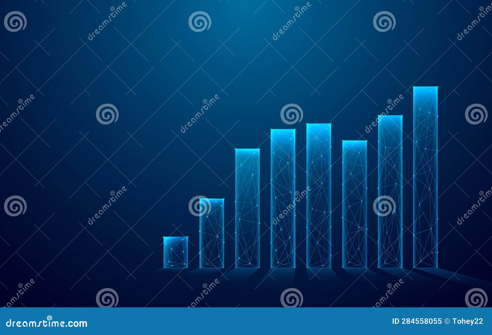 Digital Grow Chart Graph in Blue on Technological Background. Stock ...