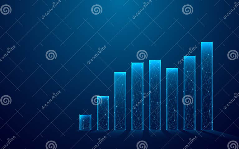 Digital Grow Chart Graph in Blue on Technological Background. Stock ...