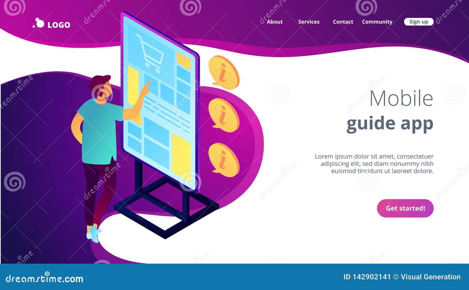 Digital Guide Isometric 3D Landing Page. Stock Vector - Illustration of ...