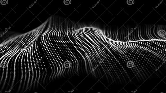 Digital Halftone Wave with Dots on the Dark Background. the Futuristic ...