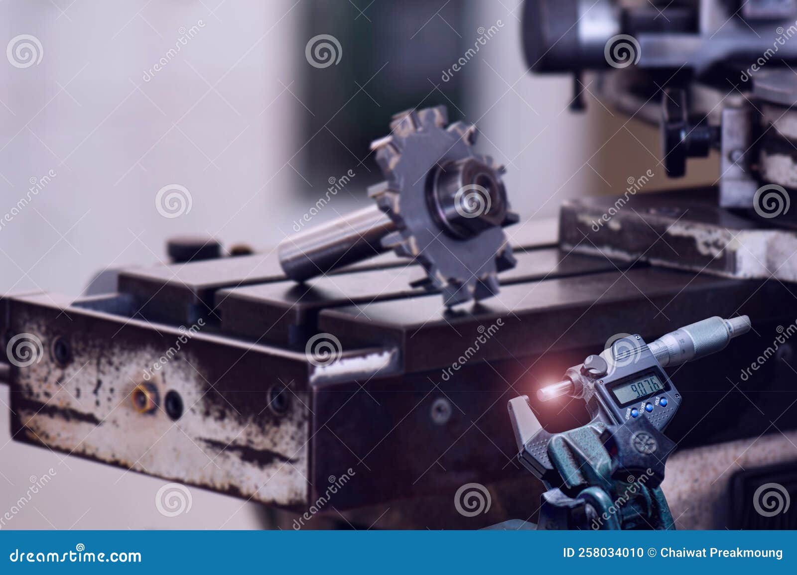 Digital Hand Holding Micrometer 0-25 Mm. in Front Cutter on Machine ...