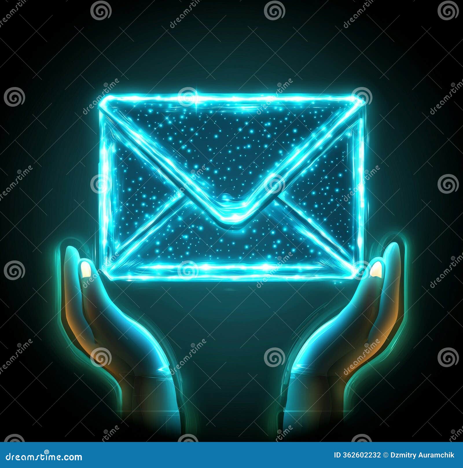 A Digital Hand Inserted a Letter into an Envelope. AI Mailing, Email ...