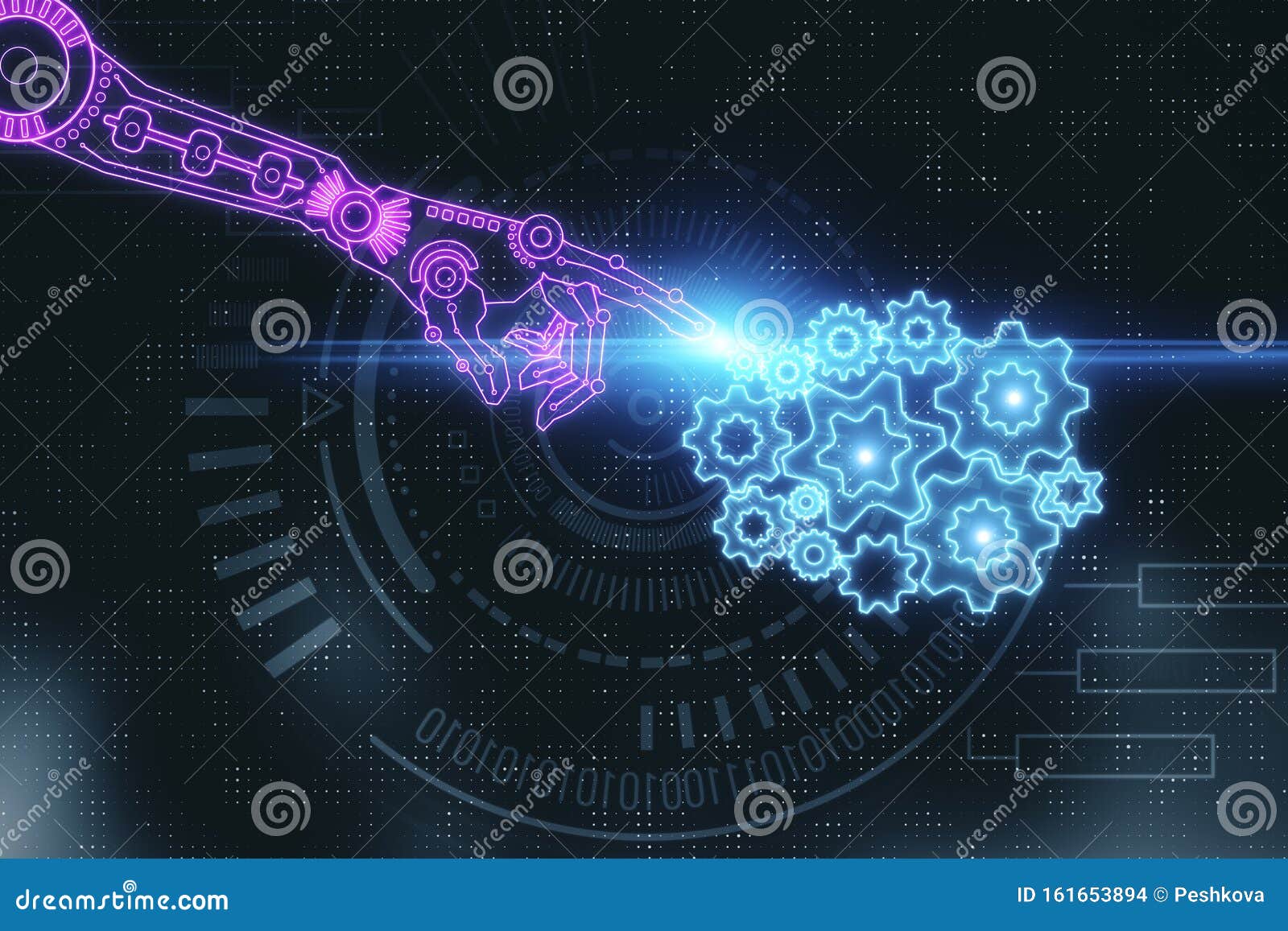 Digital Hand Pointing at Cogs Stock Illustration - Illustration of ...