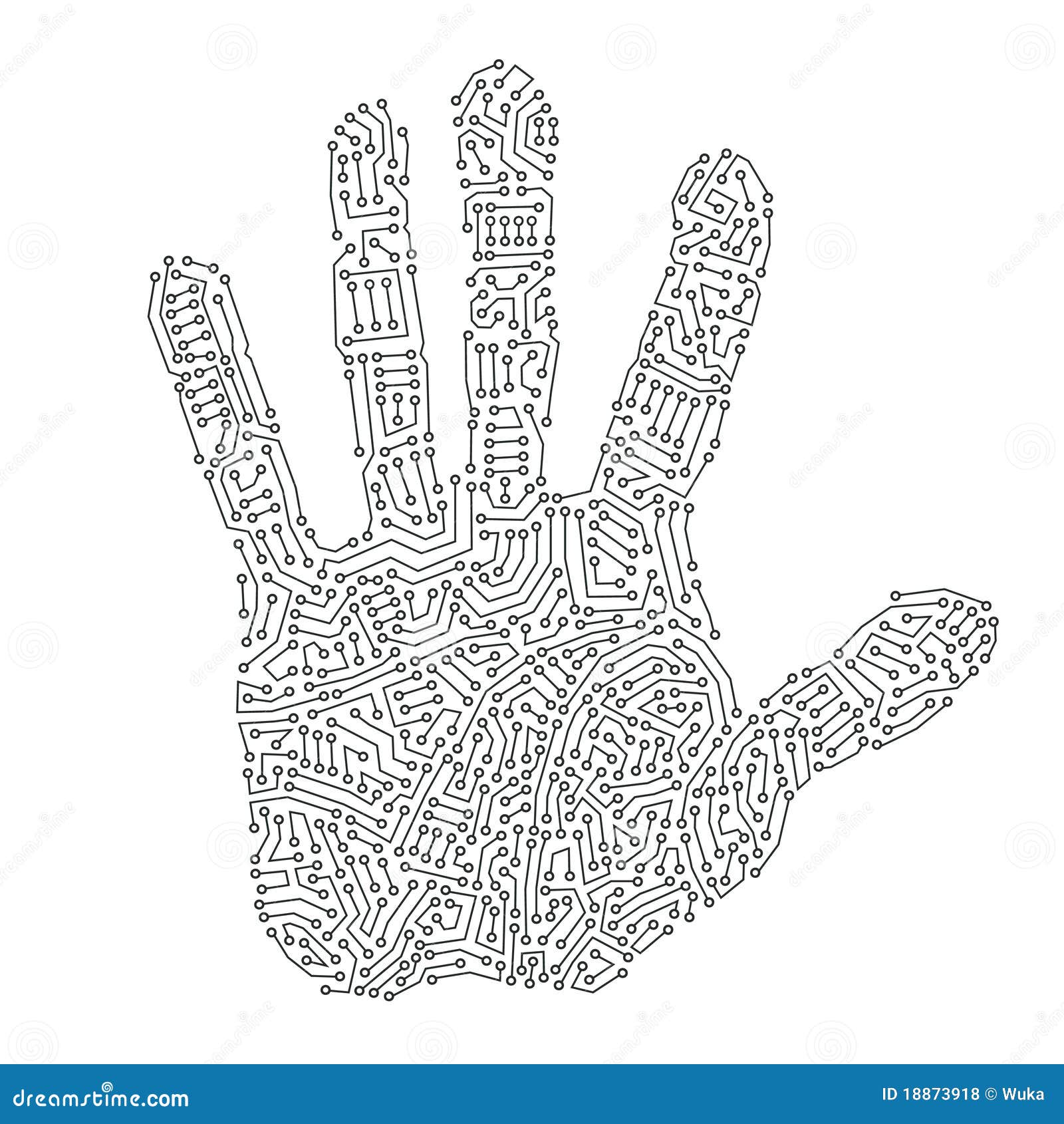 Digital hand print stock vector. Illustration of pushing - 18873918