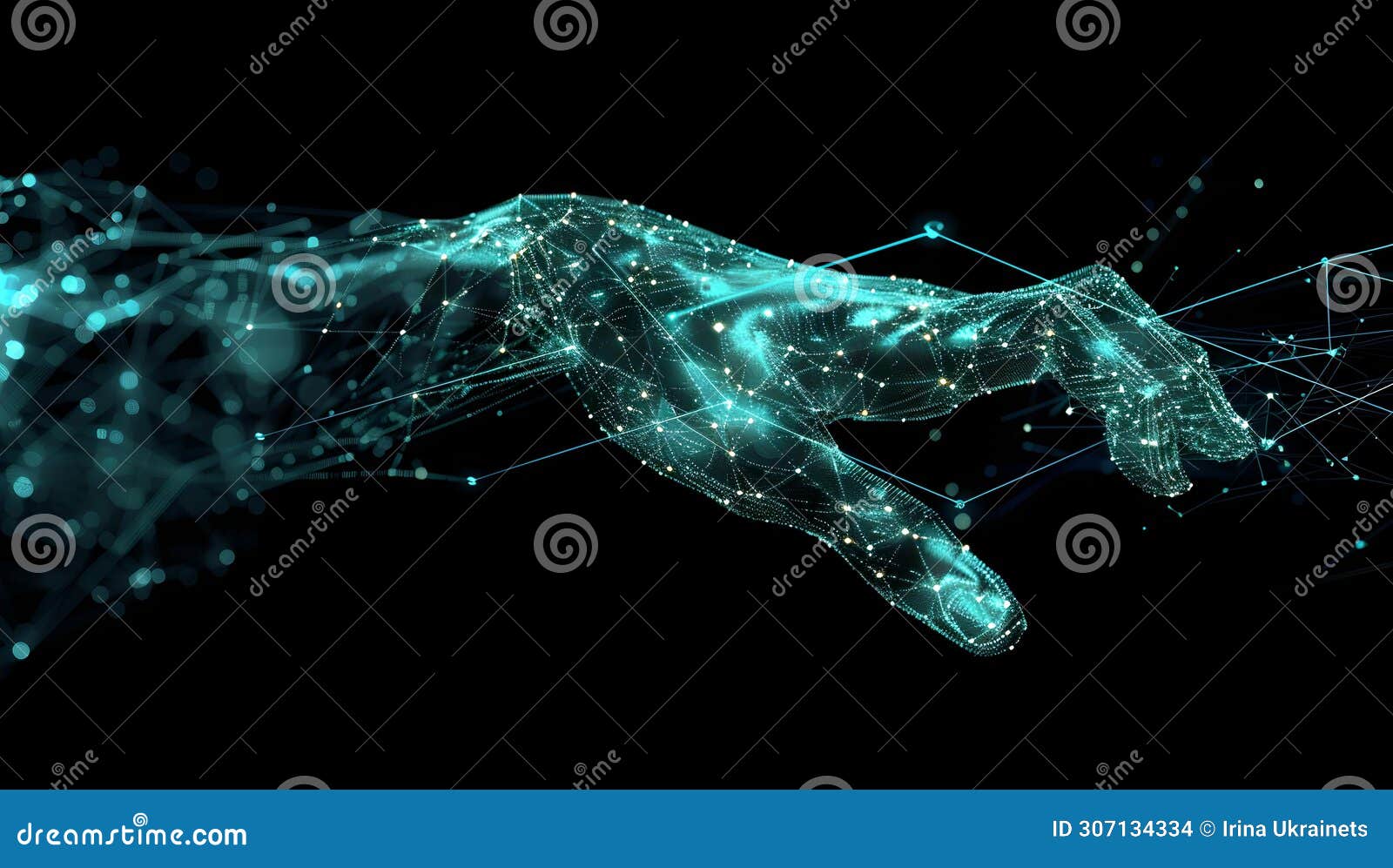 Digital Hand Reaching Out in Cyberspace, Concept of Virtual Reality and ...