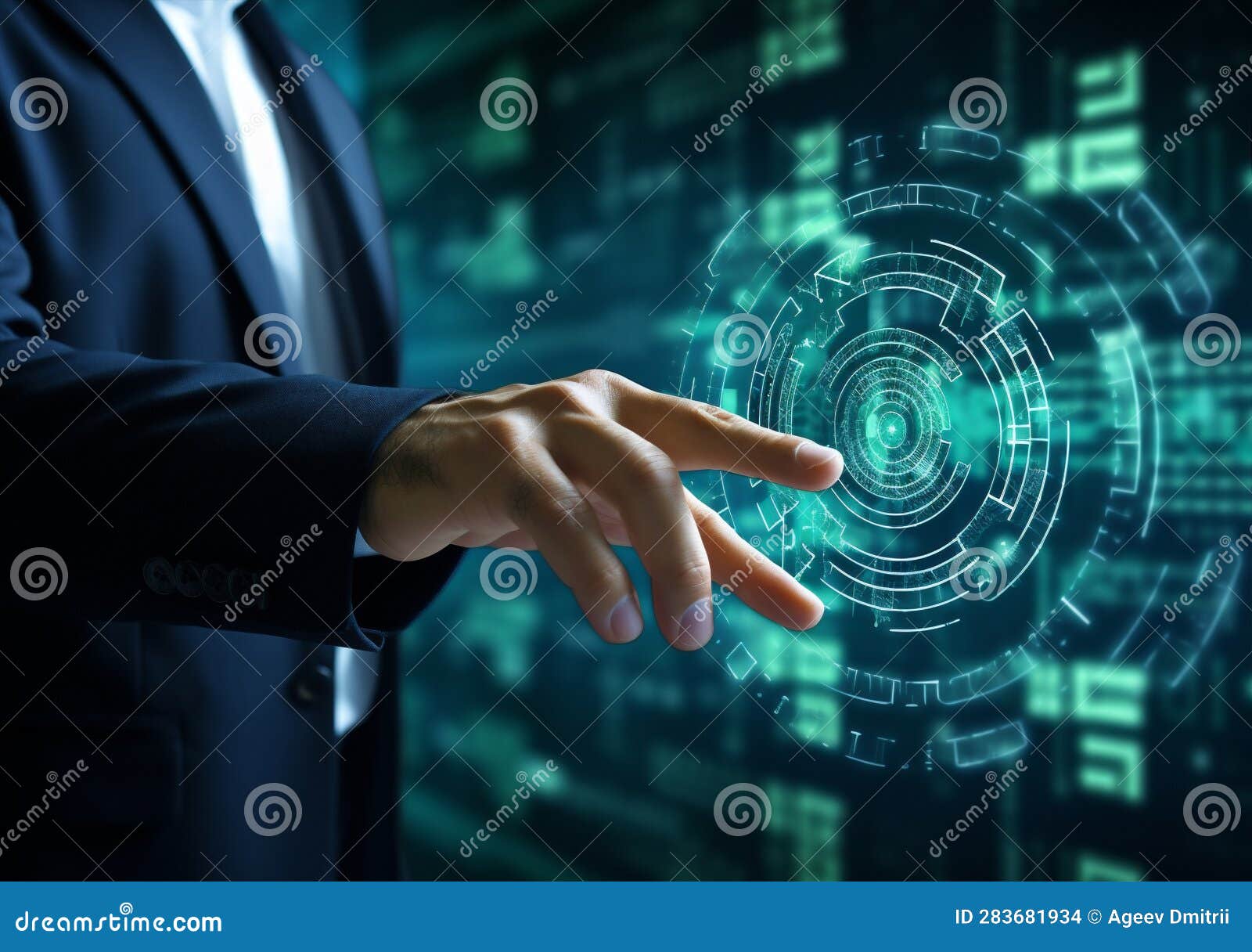 Digital Hand Virtual Code Interface Icon Technology Business Innovation ...