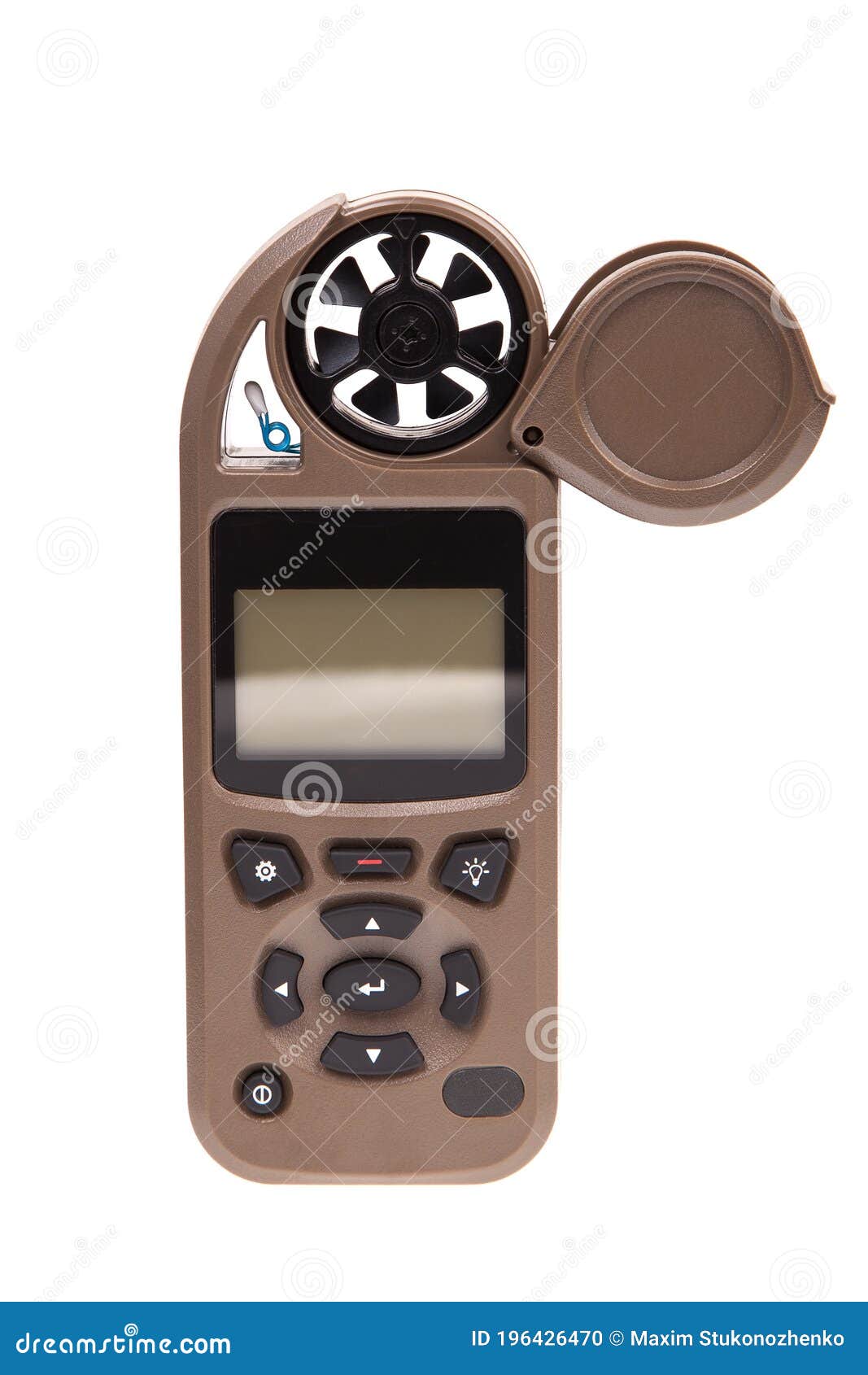 Digital Handheld Anemometer Isolated on White Background. Environmental ...