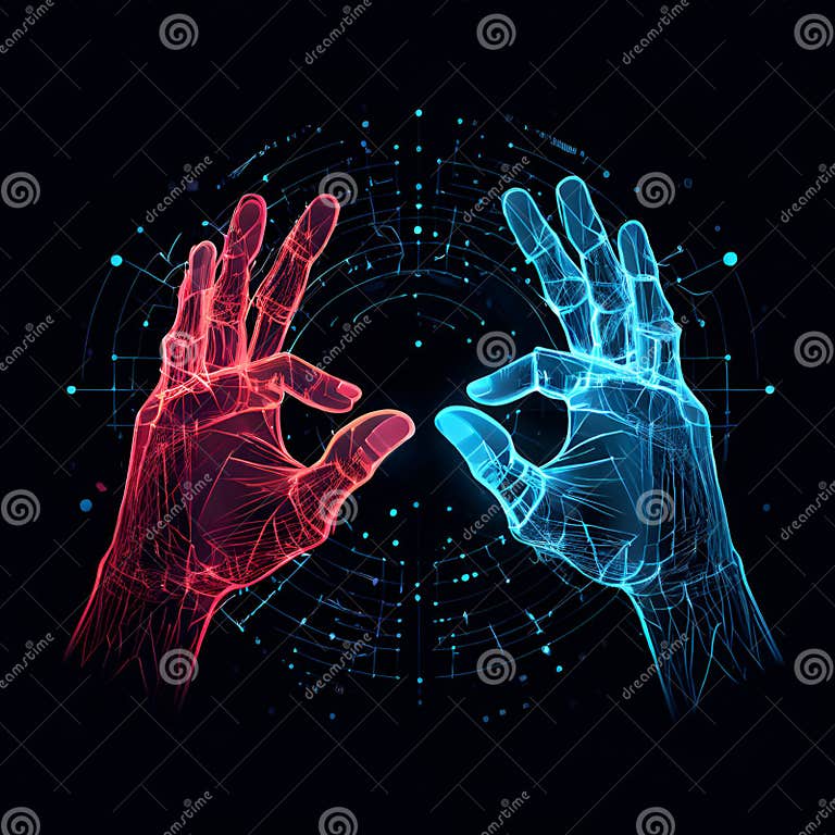 Digital Hands, Dark Blue Technological Copy Space, Font View Technology ...