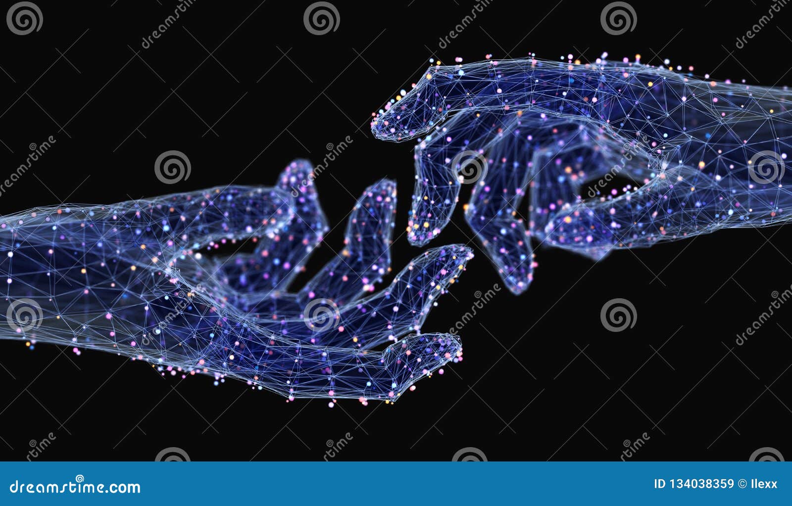 Digital Hands Touching Each Other Stock Illustration - Illustration of ...