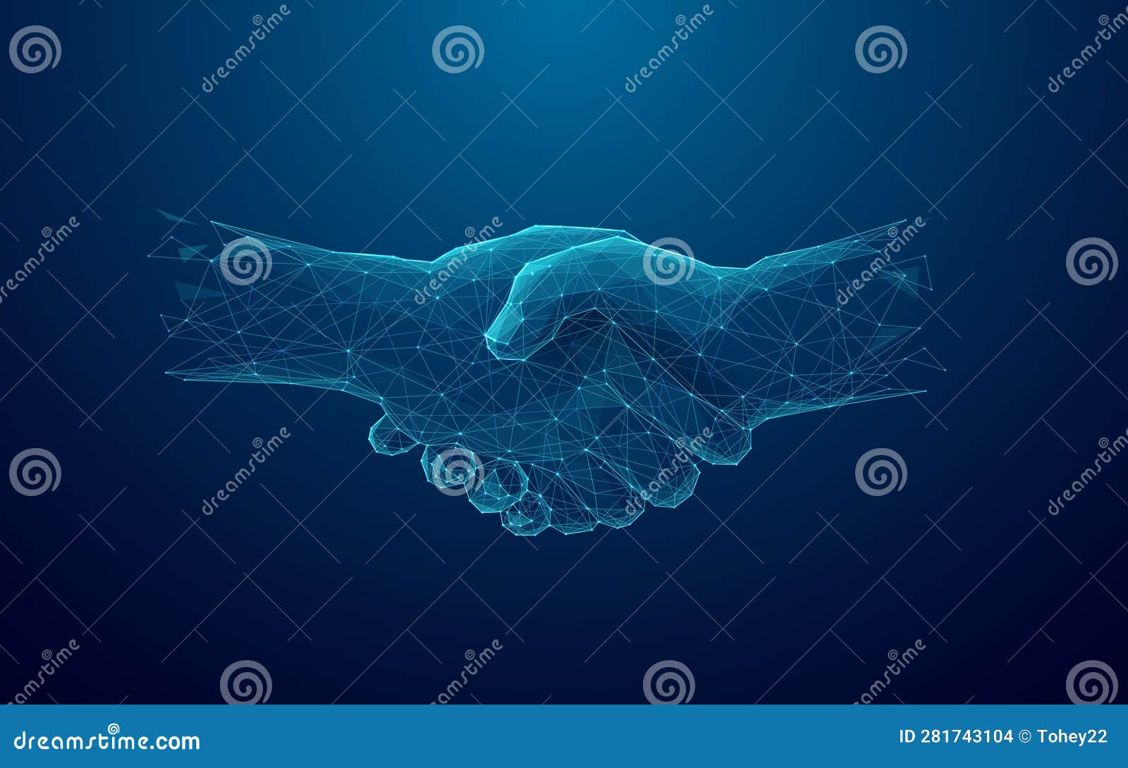 Digital Handshake on Blue Technology Background. Abstract Two Hands ...