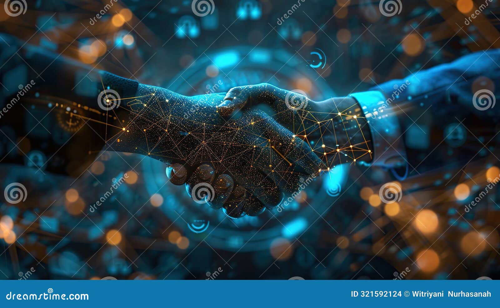 Digital Handshake: Connecting in the Tech Era Stock Illustration ...