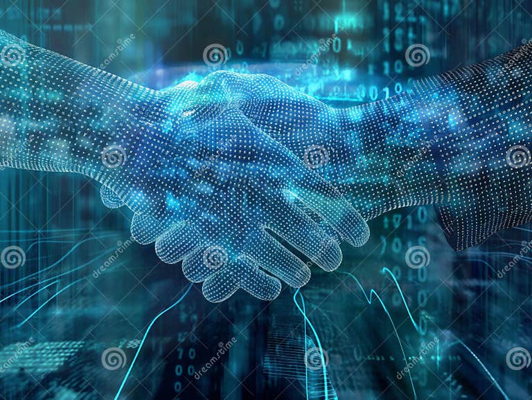 Digital Handshake in Cyberspace Stock Image - Image of technology ...
