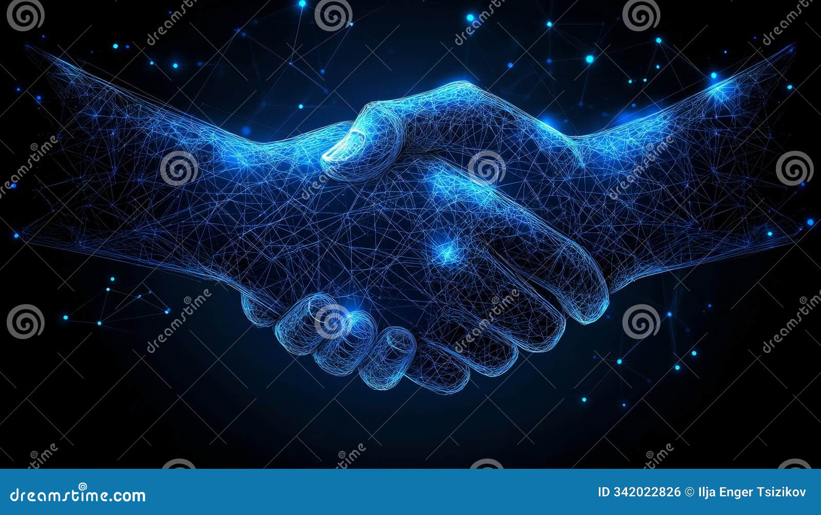 Digital Handshake on a Dark Background. Concept of Partnership ...