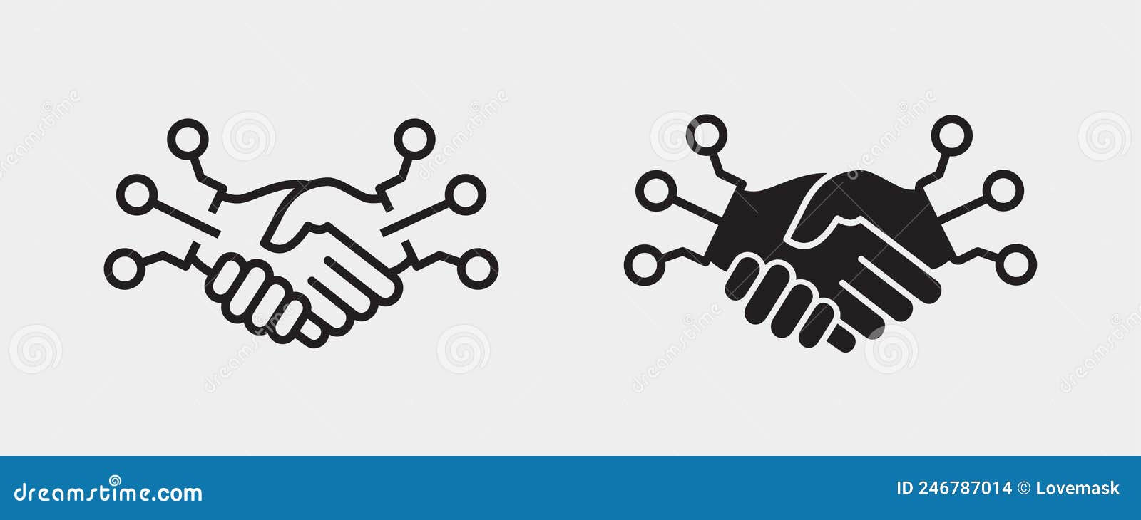 Digital Handshake Icon. Black Vector Illustration Isolated on White ...