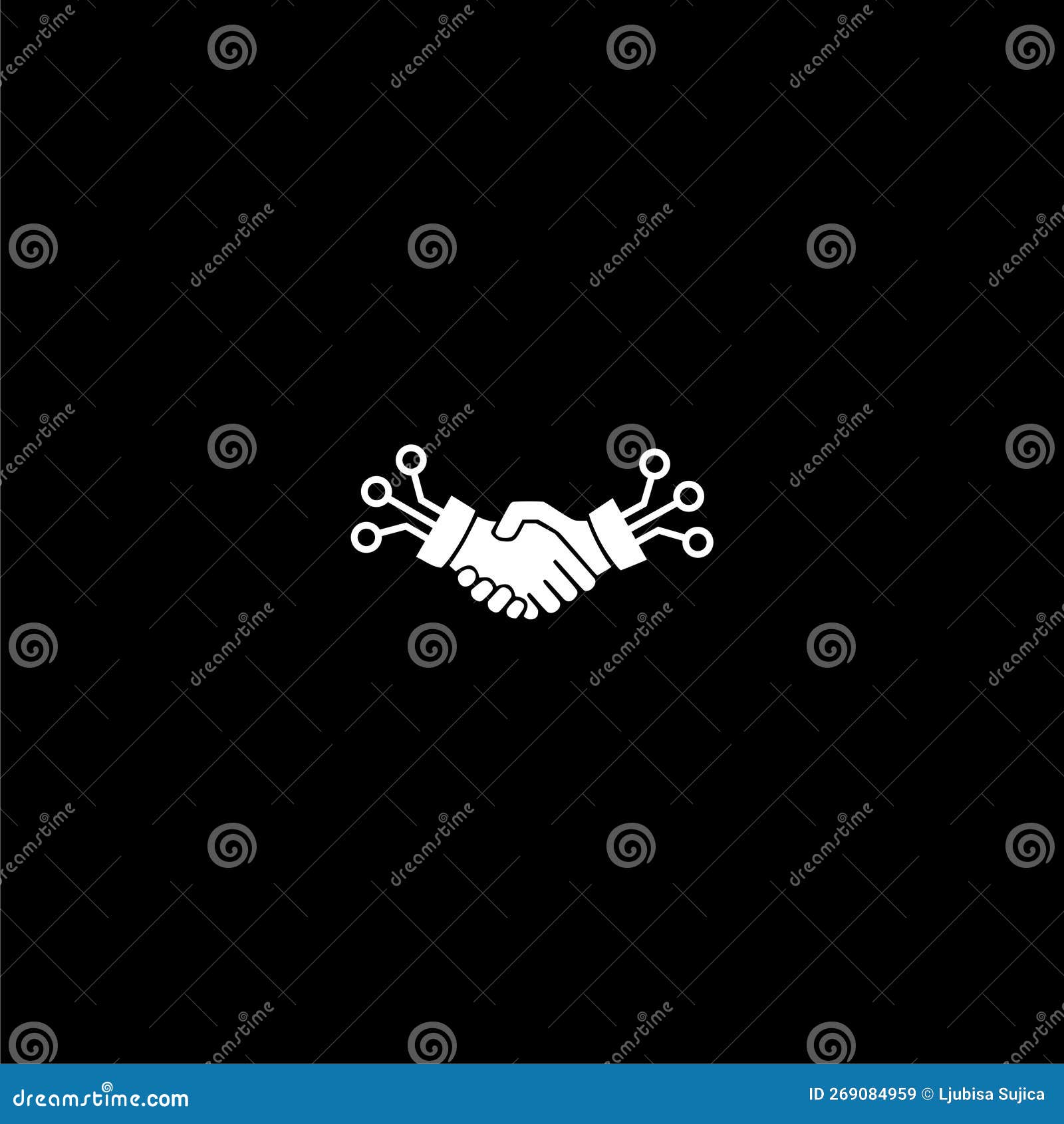 Digital Handshake Icon. Black Vector Illustration Isolated On White ...