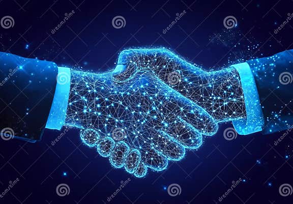 Digital Handshake Network Connection Abstract High Quality Image Stock ...