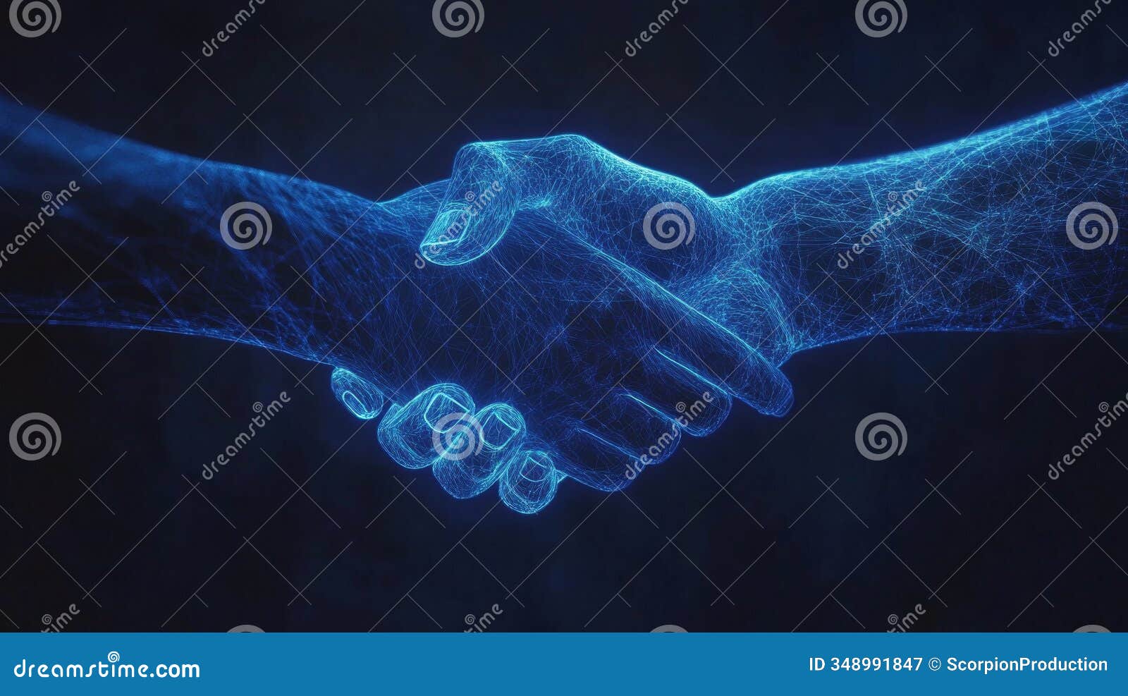 Digital Handshake with Neural Network Patterns Stock Image - Image of ...