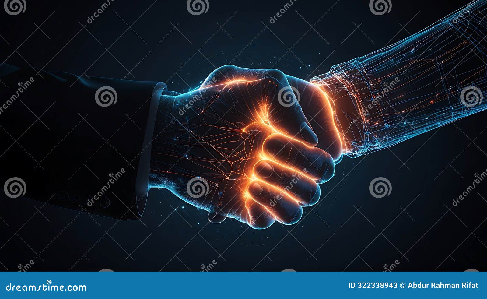Digital Handshake Representing Business Partnership Stock Image - Image ...