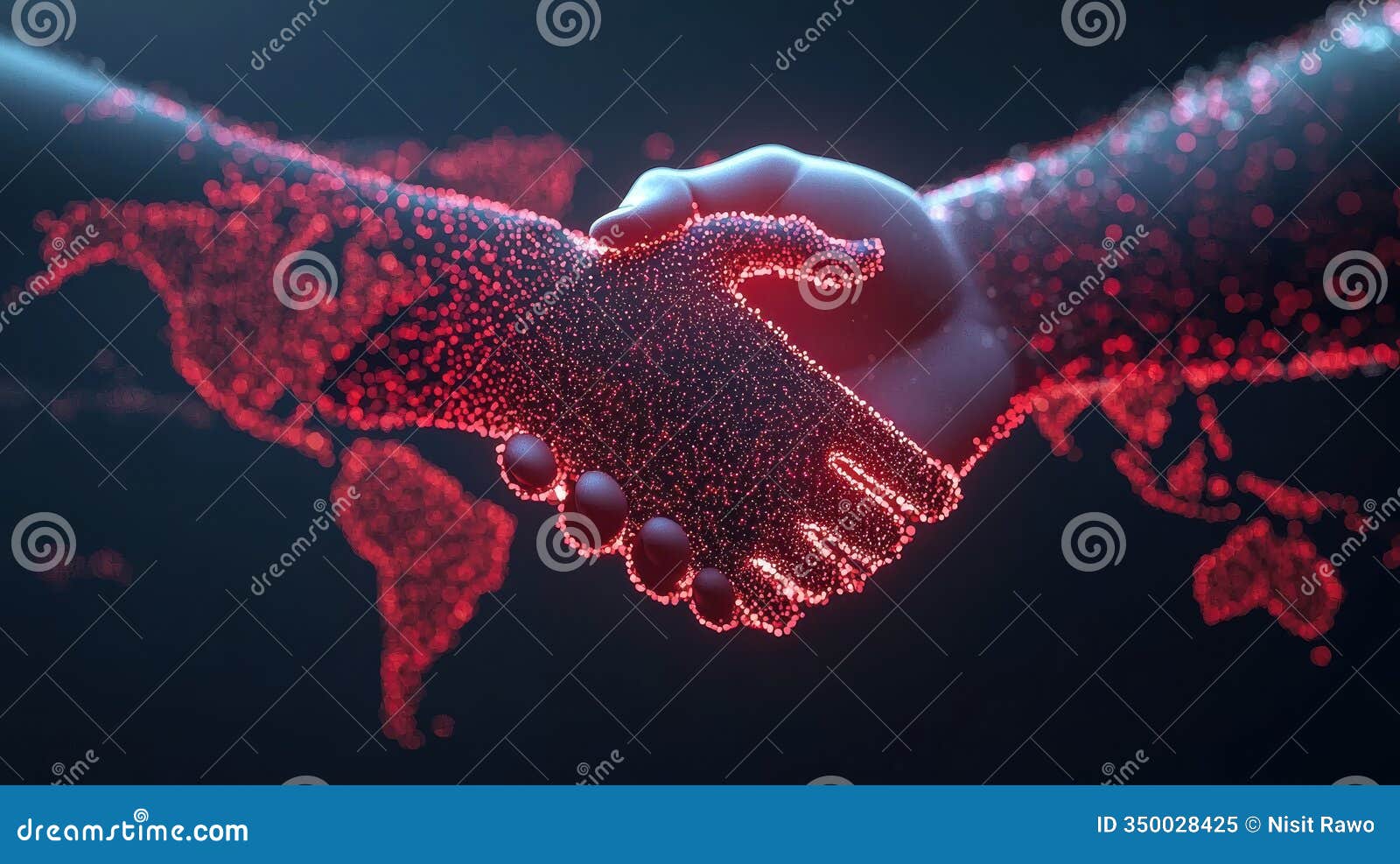 Digital Handshake Representing Global Trade Agreements With Particles ...