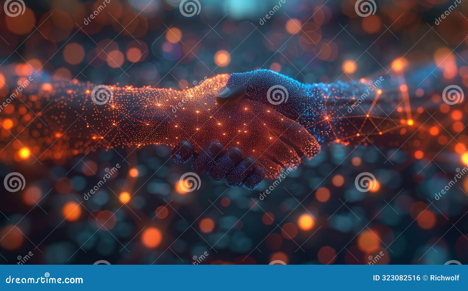 Digital Handshake Representing Technological Collaboration Stock Photo ...