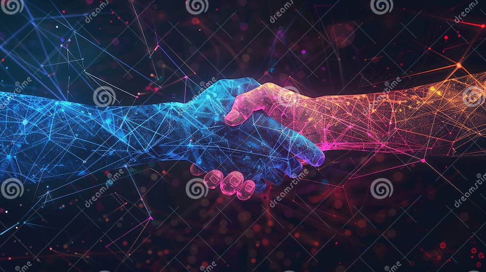 Digital Handshake Represents Collaboration and Networking in the Field ...