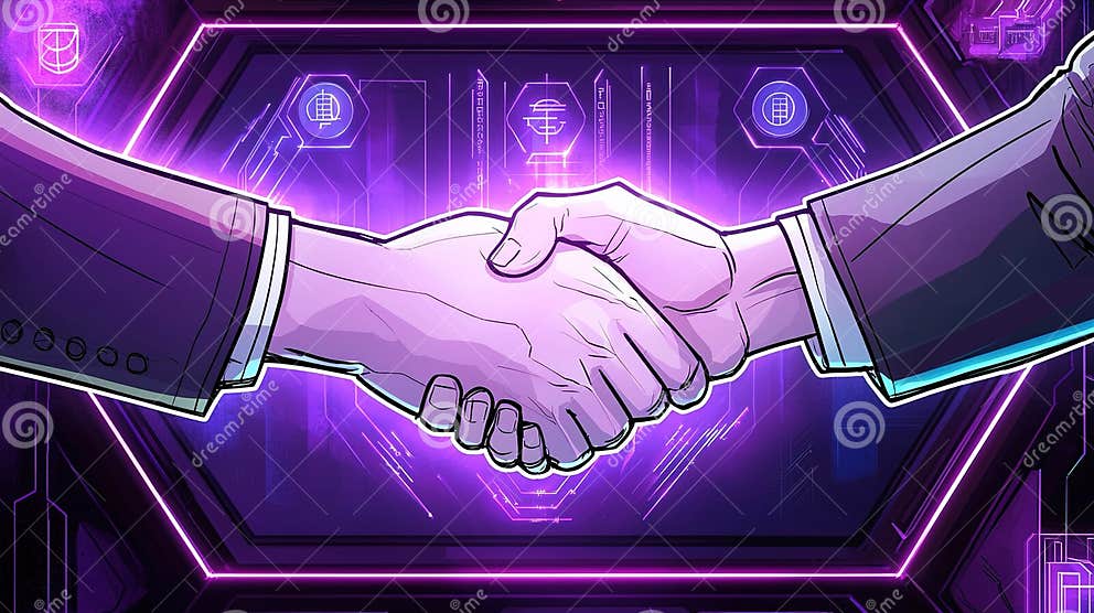Digital Handshake Symbolizing Collaboration in Technology-driven ...