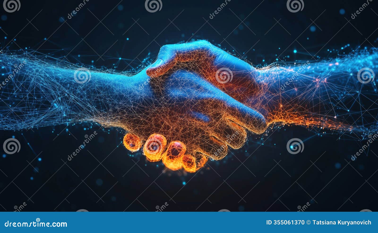 Digital Handshake Symbolizing Partnership and Collaboration Stock ...