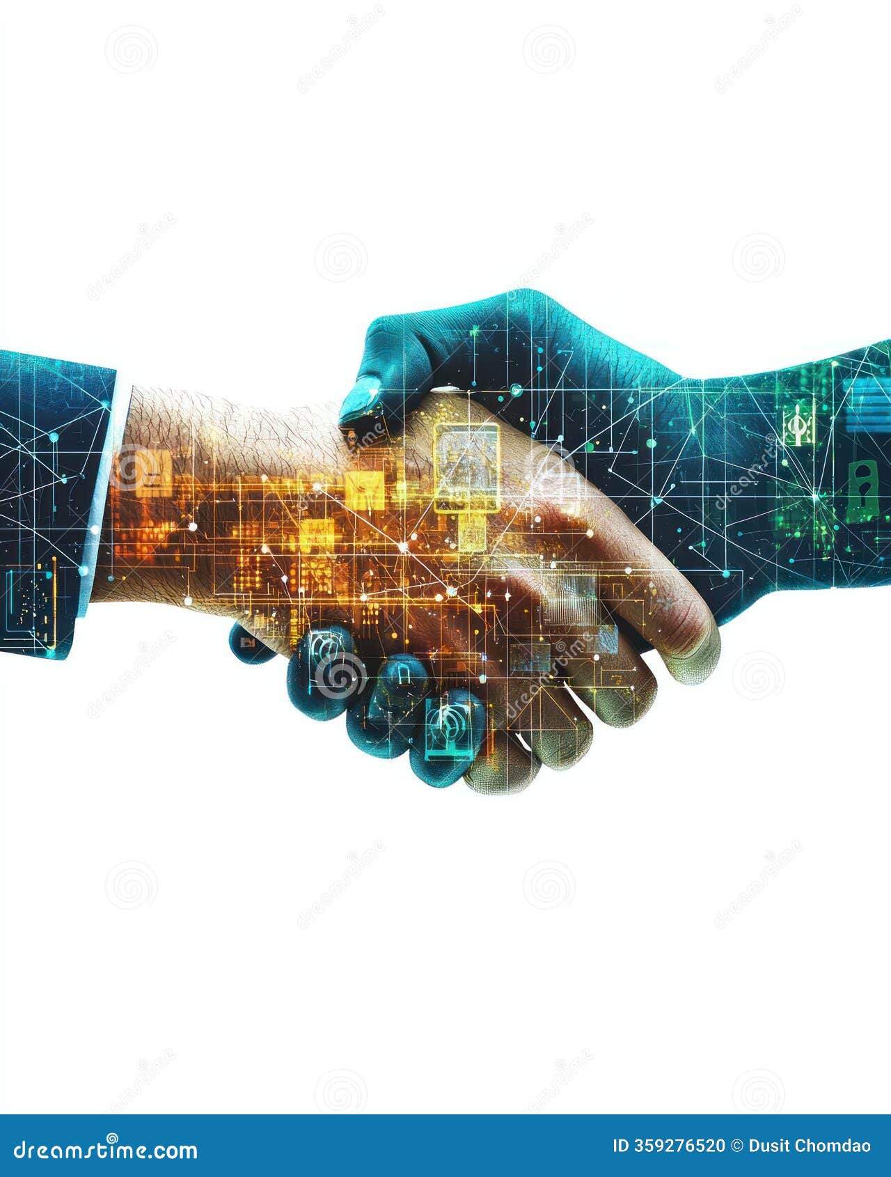 Digital Handshake Symbolizing Transparent Agreements and ESG Compliance ...