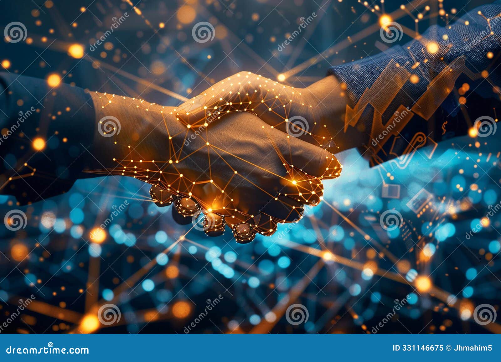 Digital Handshake Technology and Collaboration Stock Illustration ...