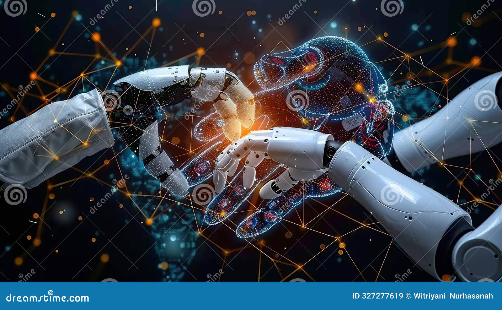 Digital Handshake: Two Robot Hands Reaching for Connection Stock ...