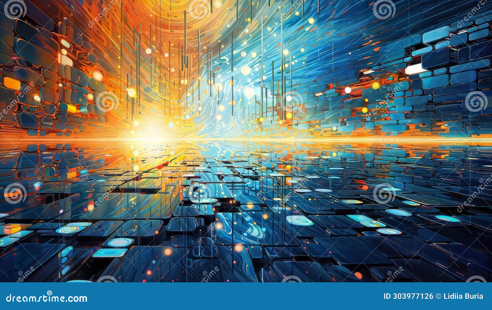 Digital Harmony: Abstract Colorful Background, 3D Rendering, Generative ...