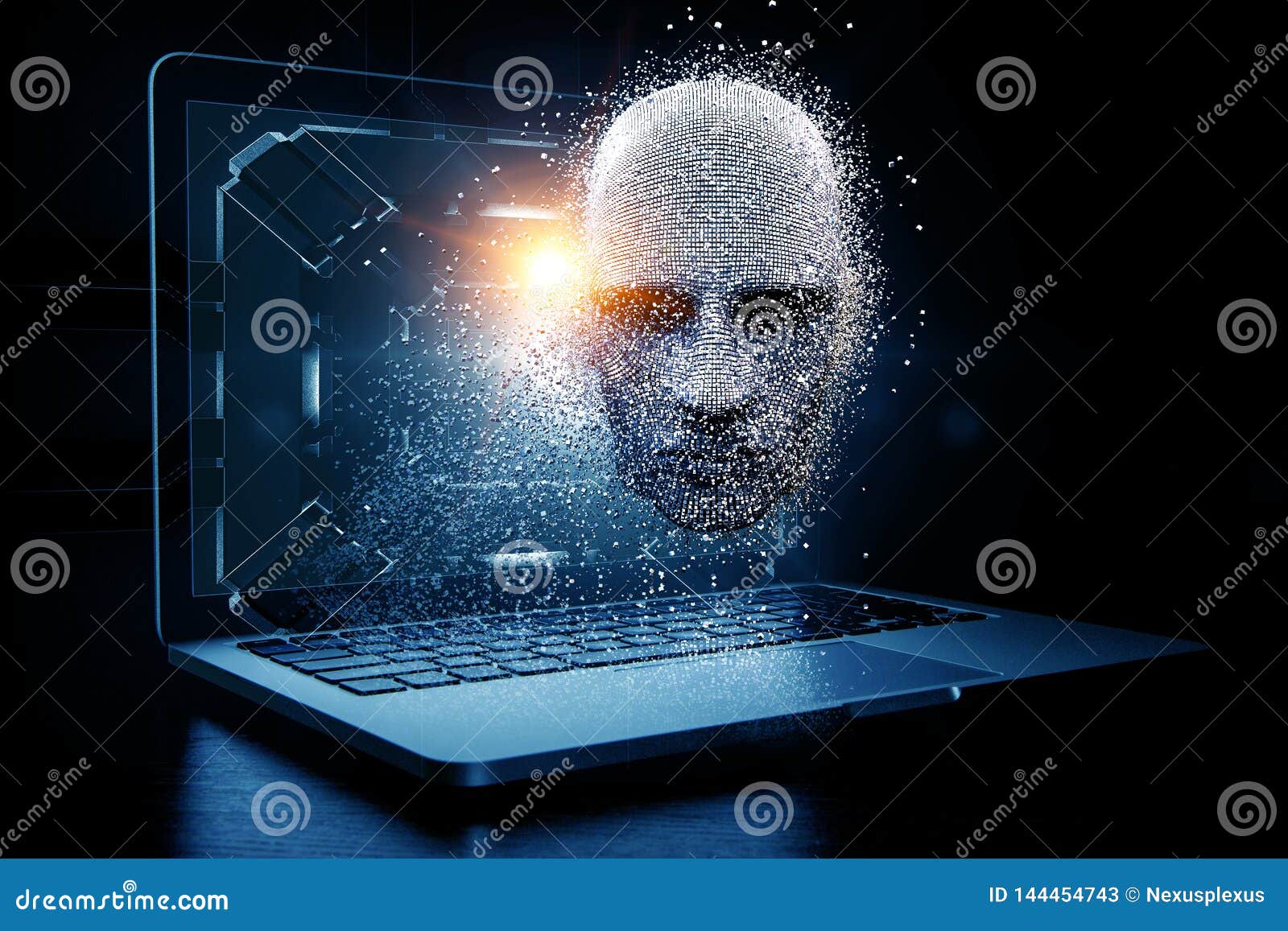 Digital Head, Artificial Intelligence Concept Stock Illustration ...