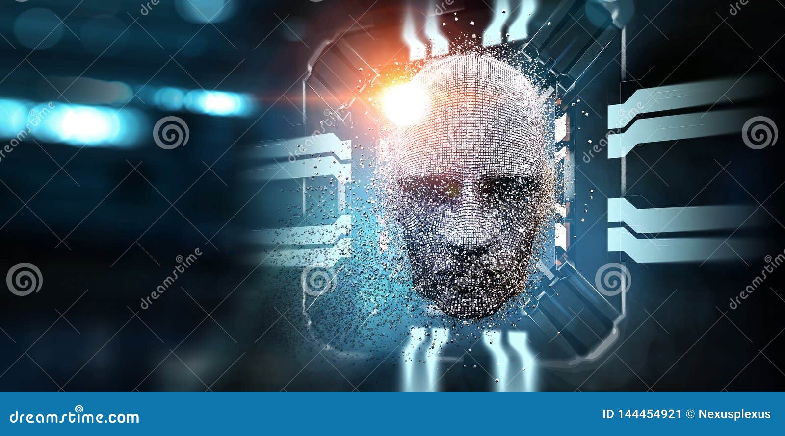 Digital Head, Artificial Intelligence Concept Stock Illustration ...