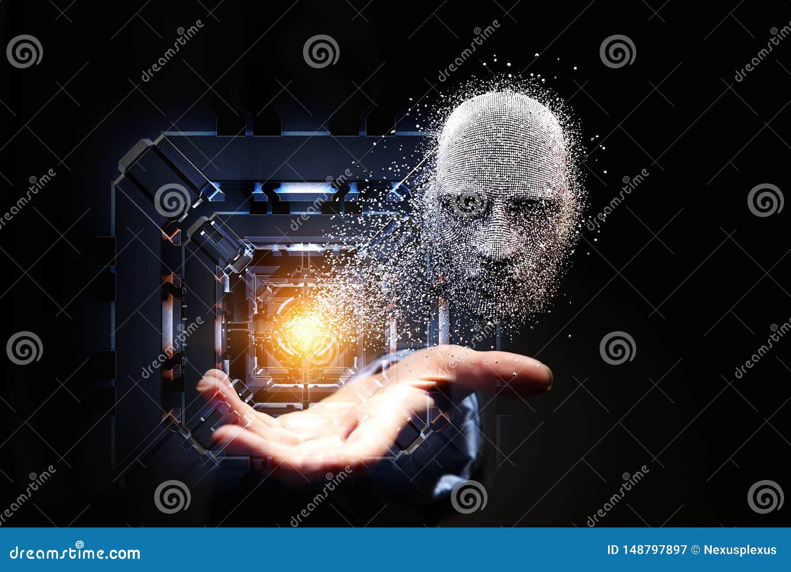 Digital Head, Artificial Intelligence Concept Stock Image - Image of ...