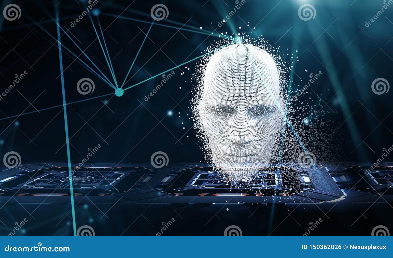 Digital Head, Artificial Intelligence Concept Stock Illustration ...
