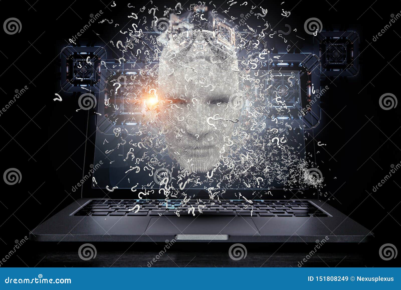 Digital Head, Artificial Intelligence Concept Stock Image - Image of ...